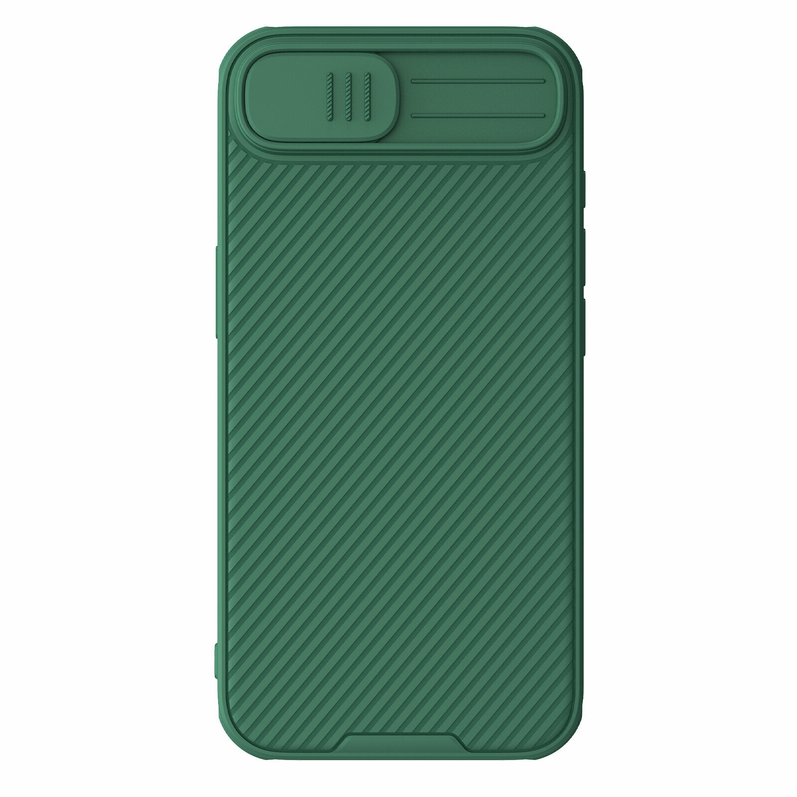 Чехол усиленный зеленого цвета (Dark Green) с защитной шторкой для камеры от Nillkin на iPhone 16e и iPhone 17e, серия CamShield Pro Case
