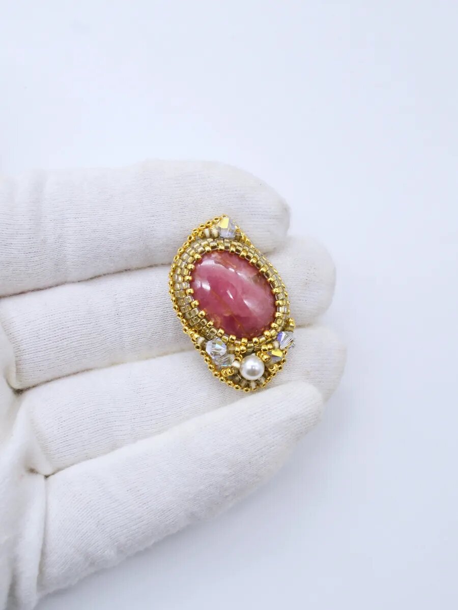 Брошь, кристалл, кристаллы Swarovski, бисер