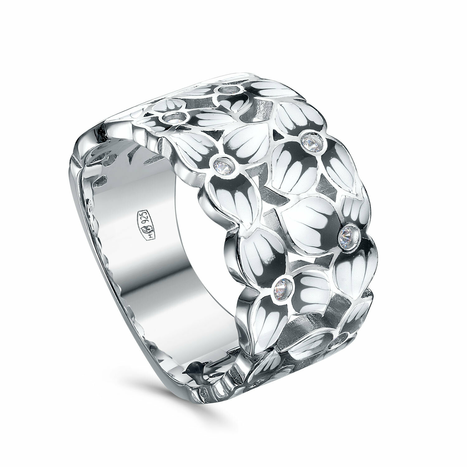 Кольцо, серебро, 925 проба, фианит