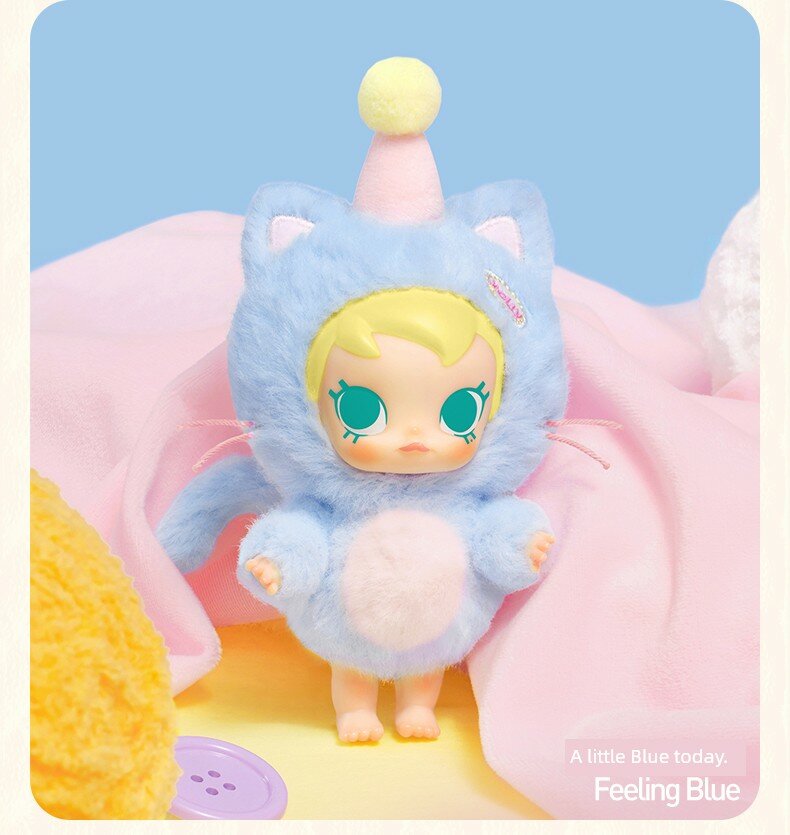 POPMART Baby Molly Pocket Friends PVC плюшевый ключ-чейн бленд-бокс чувствую себя синим сегодня новая неповрежденная