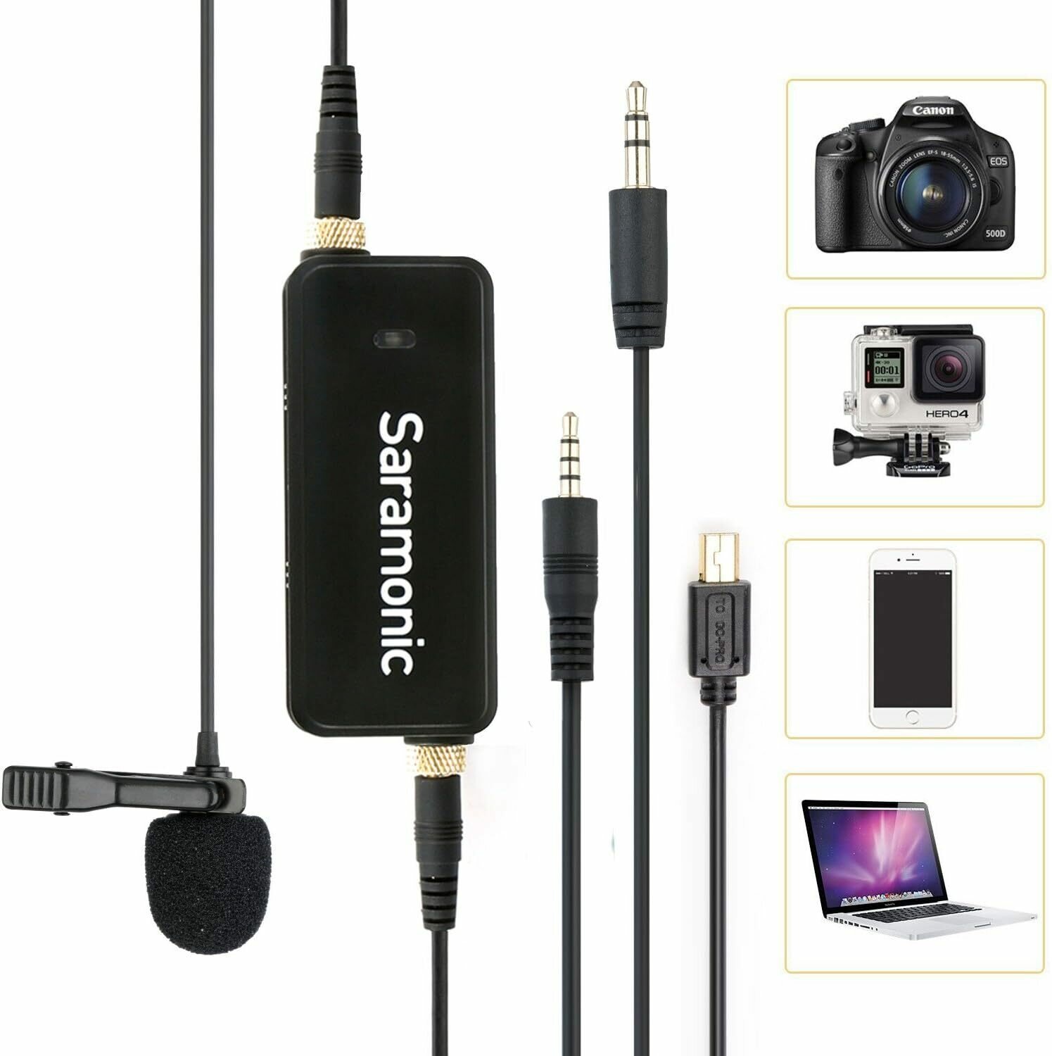 Микрофон петличный Saramonic LavMic с двухканальными микшером, microUSB, TRS, TRRS
