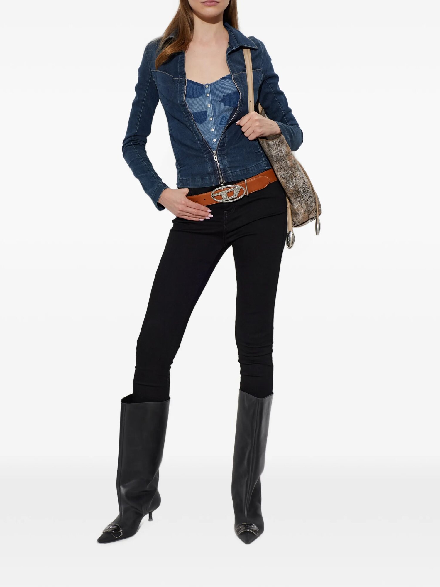 Рубашка DIESEL Full-zip shirt in denim, размер 38 EU, синий — фото 1