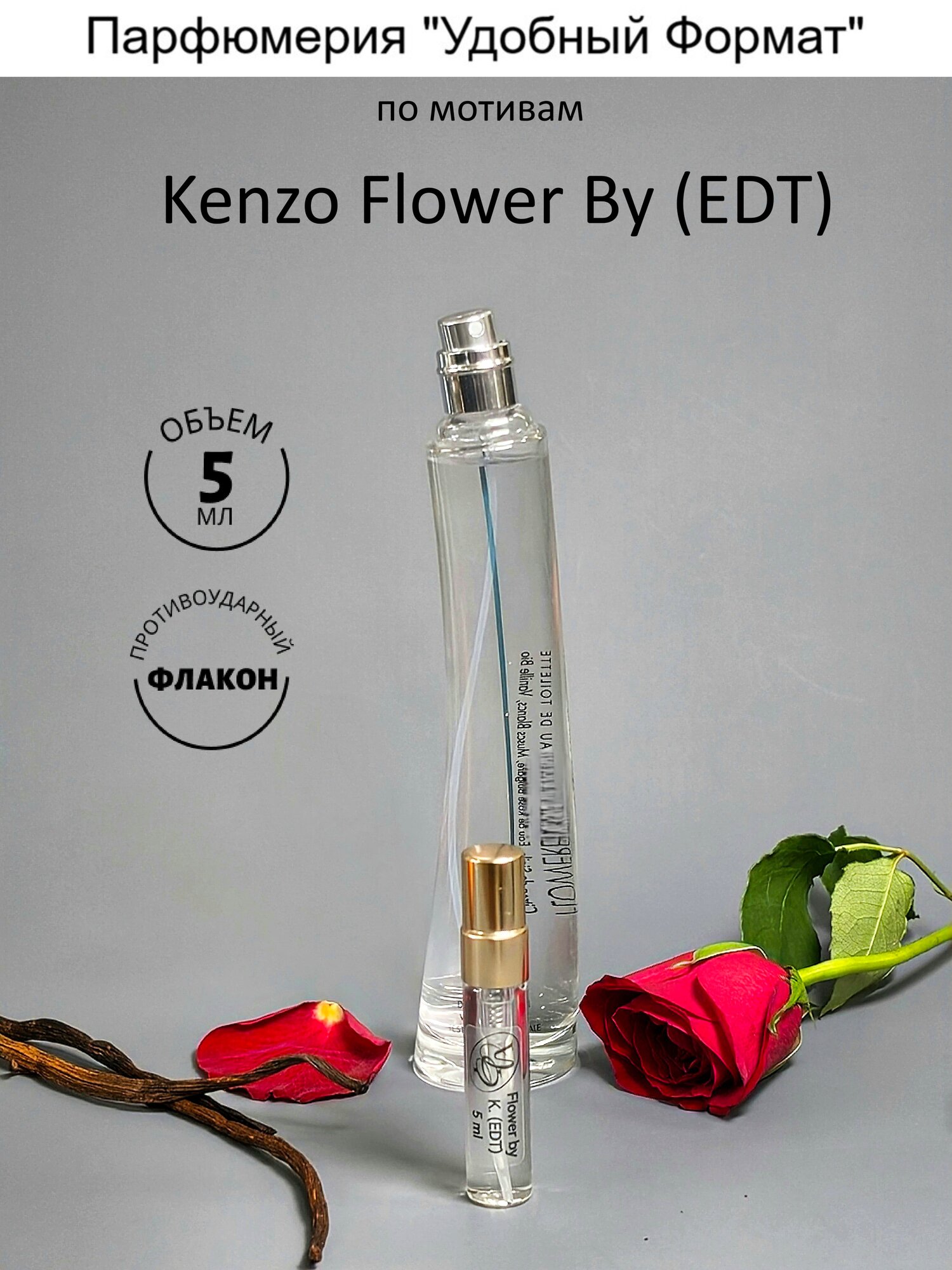 Духи женские по мотивам Kenzo Flower By, атомайзер 5 мл, туалетная вода, удобный формат