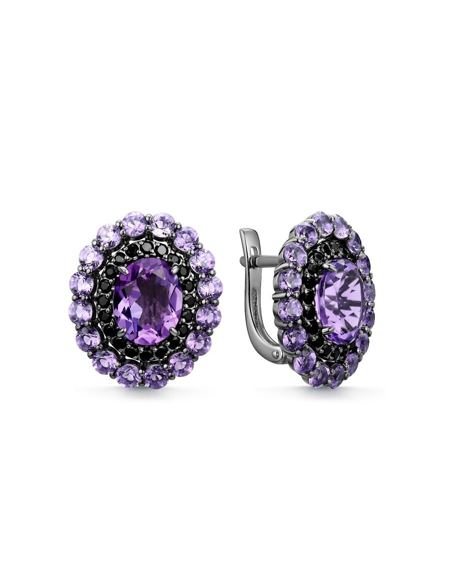 Серьги серебро, 925 проба, шпинель, аметист