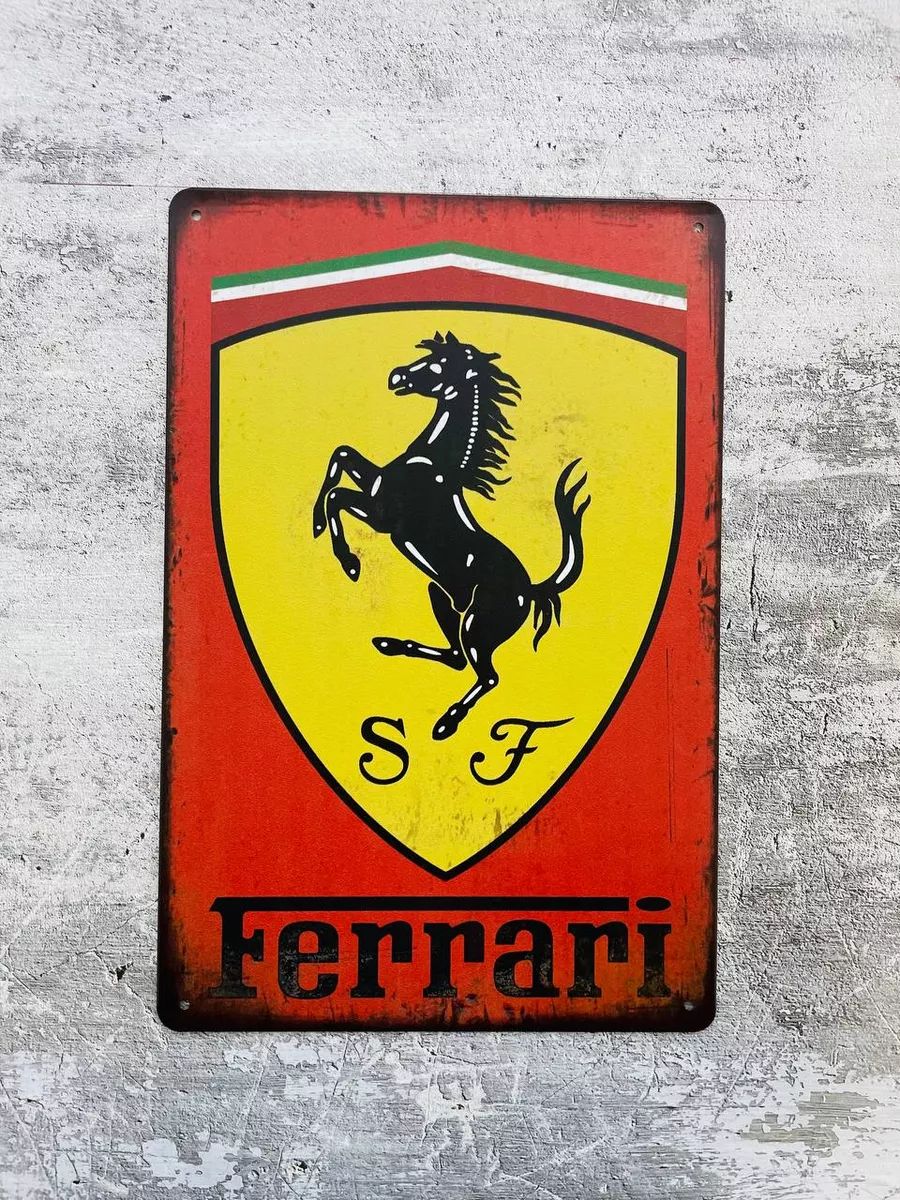 Декор на стену табличка металлическая Ferrari