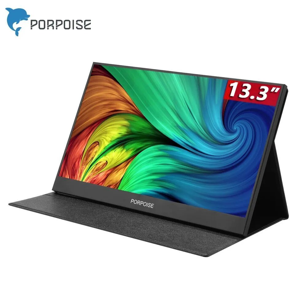 PORPOISE 13.3" Монитор Тонкий портативный ЖК-монитор PORPOISE XTS1330, HD 1920*1080,13.3 дюйма IPS, usb type-c hdmi для ноутбука, телефона, xbox, switch и ps4, портативный ЖК-монитор для игр (1800XT), IPS, 1920x1080, 60 Гц, шоколадный