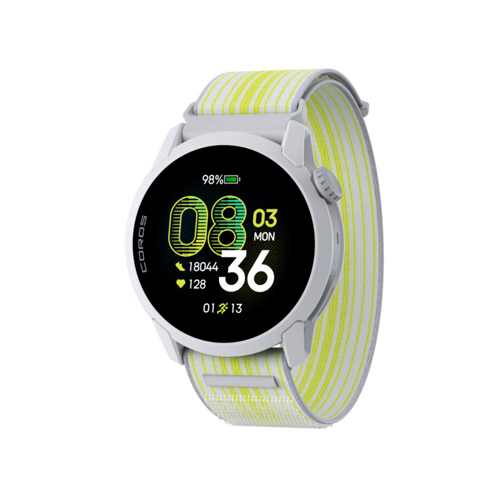 Умные смарт-часы Coros Pace 4, 43mm, Standard Case/White Yellow Nylon Band (Белый/Желтый/Тканевый)