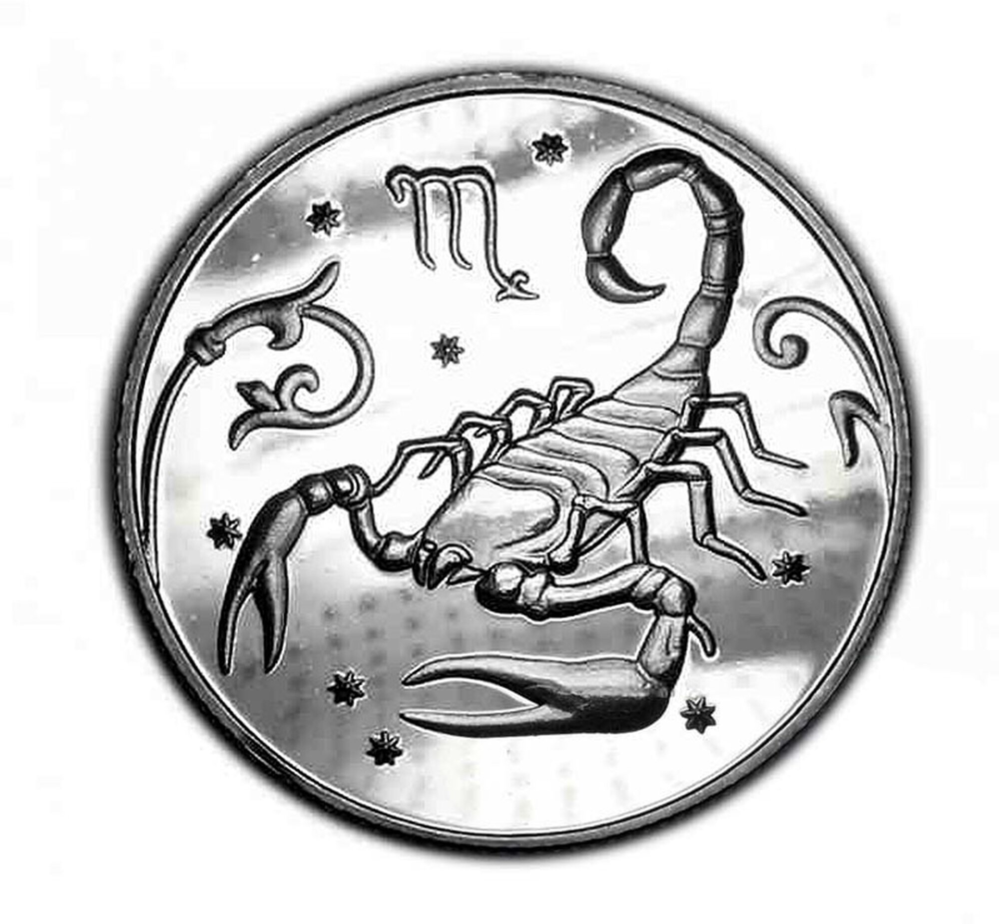 Монета бестмани "Скорпион", 2 рубля, 2005 г, PROOF, посеребренный металл, 15 г
