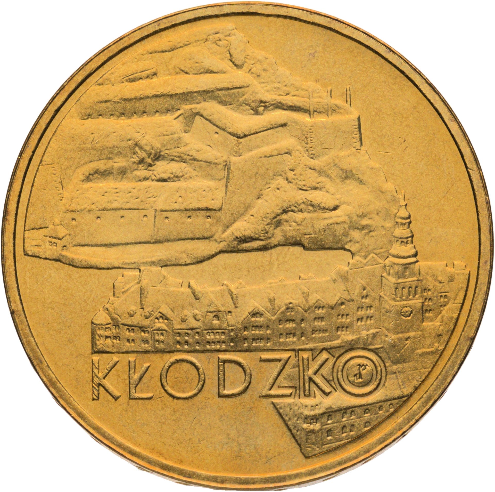 Польша 2 злотых 2007 "Клодзко", Латунь, в сохранности UNC