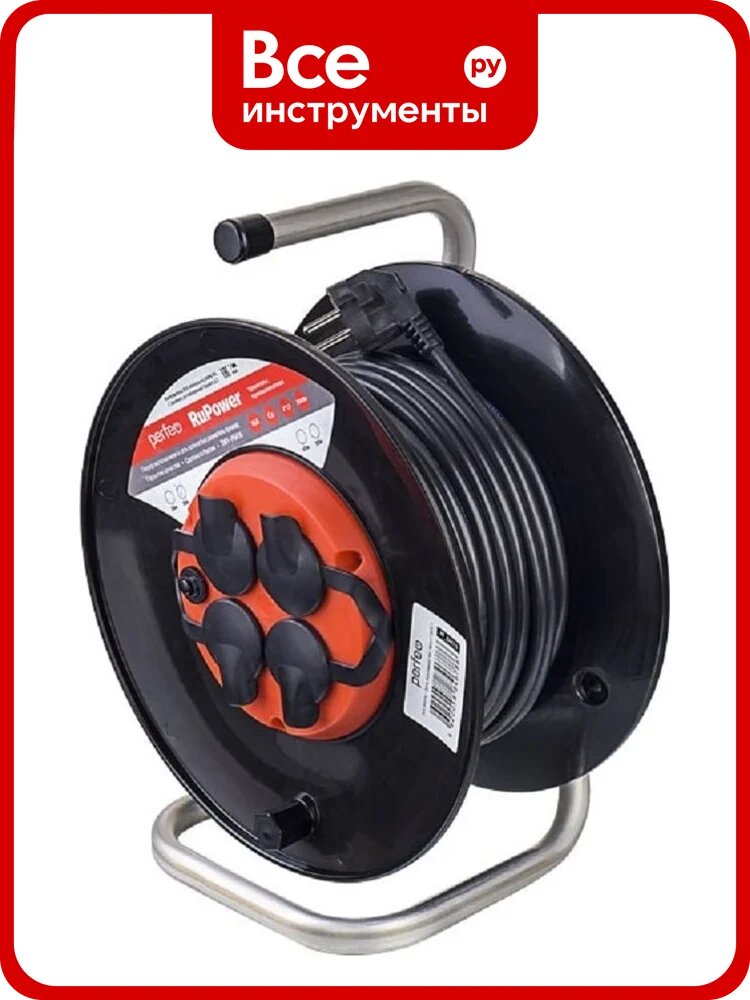 Удлинитель на катушке Perfeo с заземлением RU POWER 40м 4 гнезда 16А 30014363