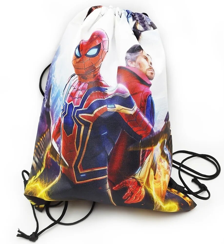 Сумка для сменной обуви и одежды Spider man и Доктор Стрэндж / Мешок - рюкзак для сменки Человек паук для мальчика и для девочки, размер 43х36 см