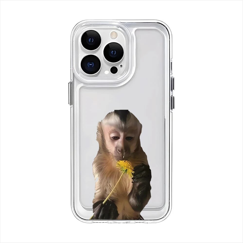 Чехол для телефона с милым принтом обезьянки, подходит для iPhone Айфон 15 Про Макс, Clear-FFD029936