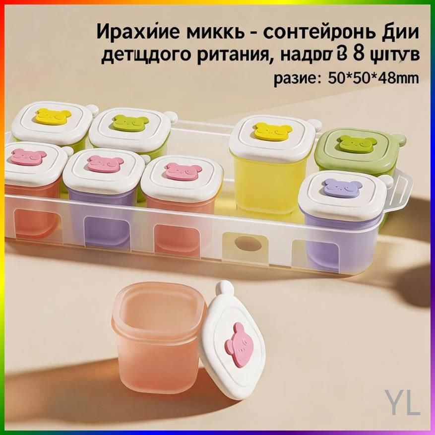 Силиконовая форма для заморозки детского питания с перегородками, раздельная порционная заморозка мяса, пюре, супа, лило