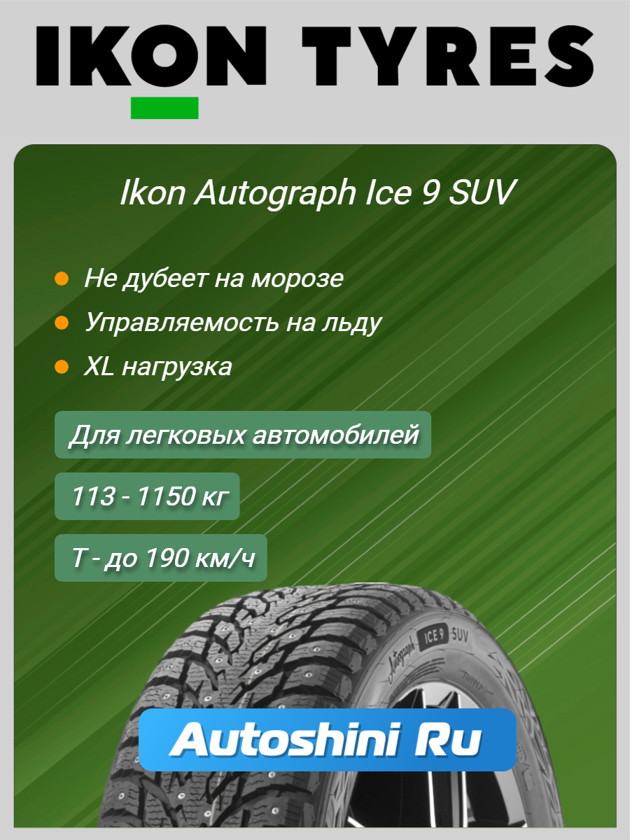 Шины зимние Ikon Autograph Ice 9 SUV 255/60 R19 113T (шип) XL