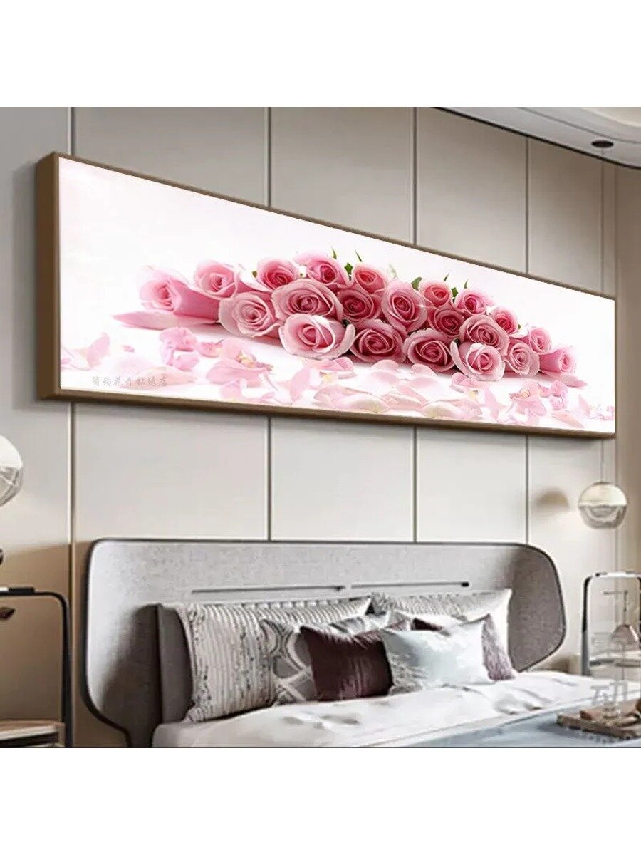 Алмазная мозаика / размер 150X50CM/Розовые розы/алмазная вышивка/Подходит для украшения стен(без подрамника, без рамки)