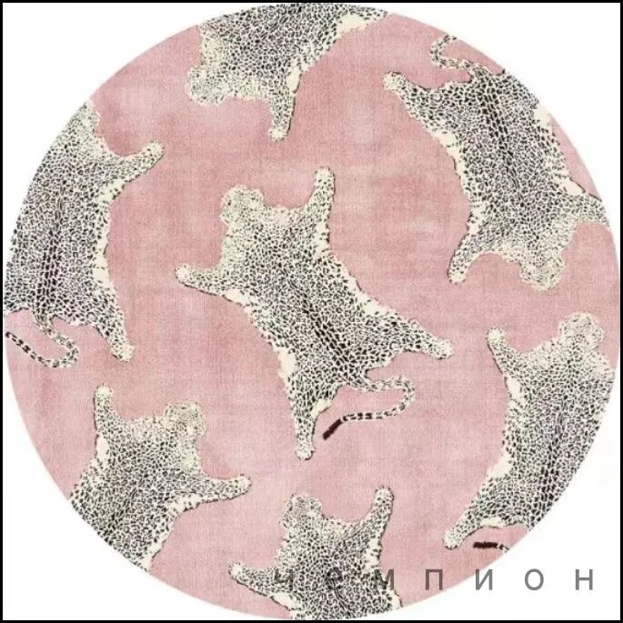 Коврик придверный 140x140 см животные розовый