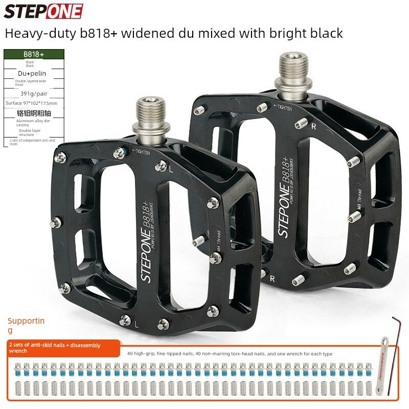 STEPONE B818 Тяжелые велосипедные педали с двойными подшипниками, противоскользящим рисунком, широкой платформой,