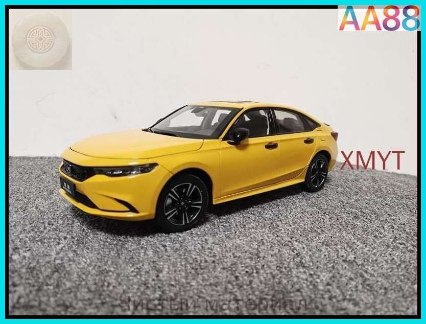 Металлическая модель автомобиля Honda Integra (Guangqi Honda) 1:18, для коллекции, подарок мужчине,2022 года выпуска, желтый