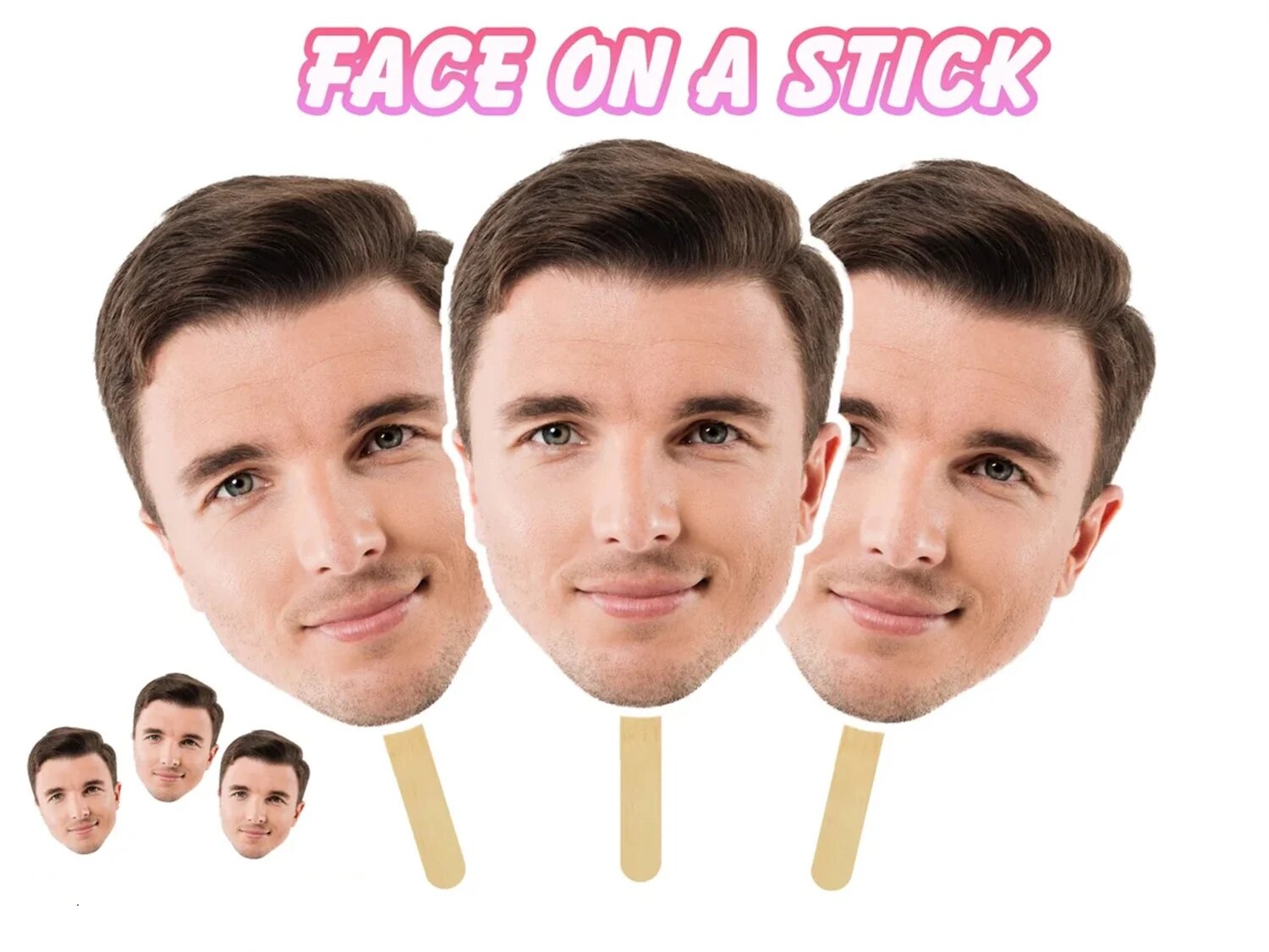 Лицевые вырезы из пластика with hat, 3pcs Face on a Stick