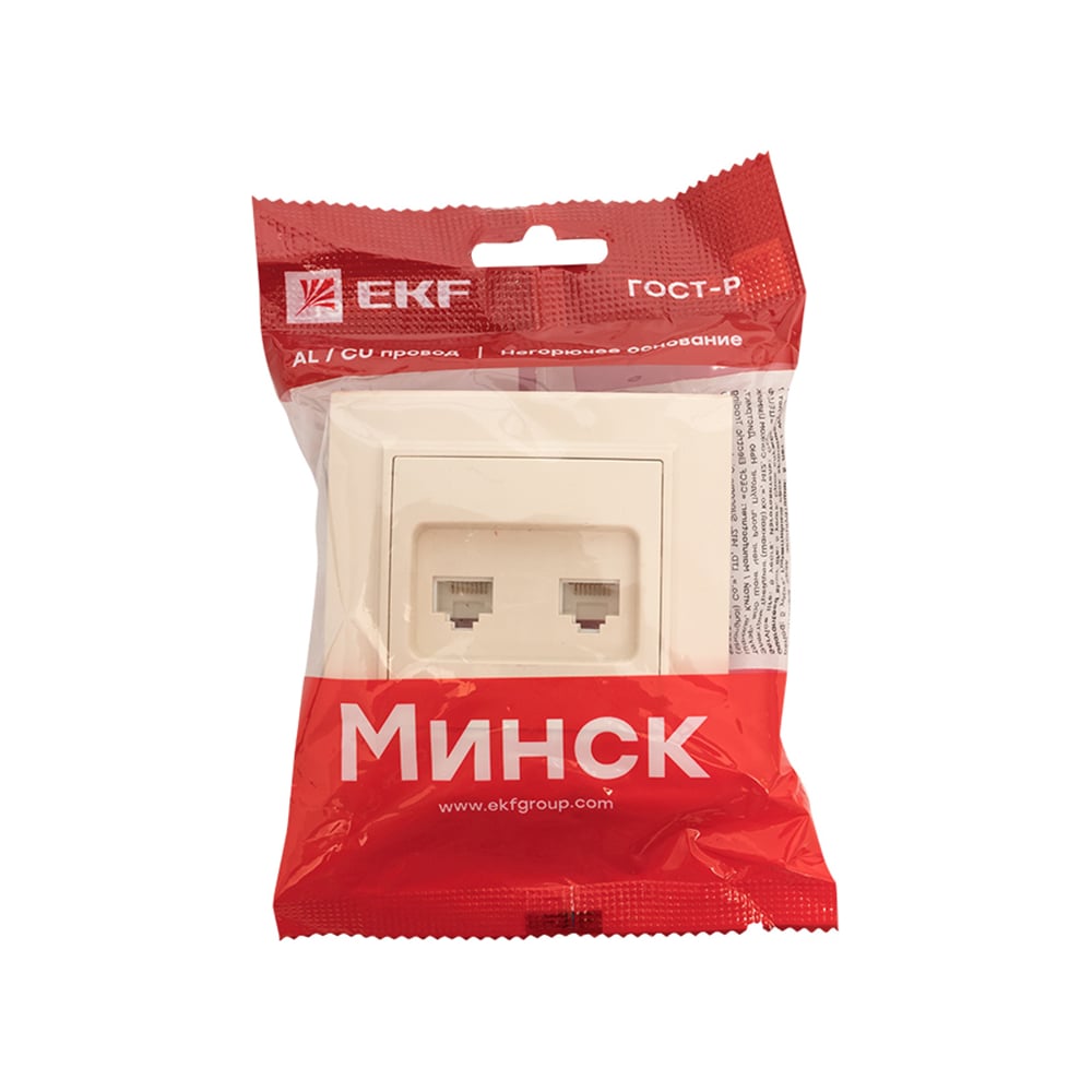 2-местная розетка EKF Минск RJ-45 СП бежевый ERK02-035-20