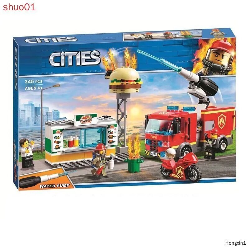 Конструктор City Fire 60214 Пожар в бургер-кафе, 345 дет.