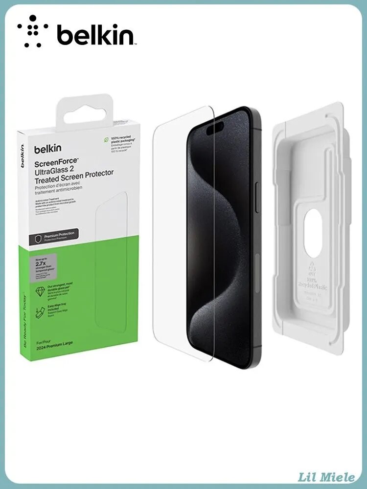 Belkin Screenforce UltraGlass2 Treated Screen Protector для iPhone 15 Pro Max