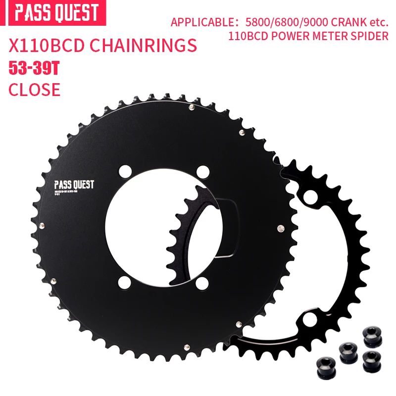 PASS QUEST BCD110 DA9000 5800 6800 2X колянный вал AERO_Black 53-39T CLOSE