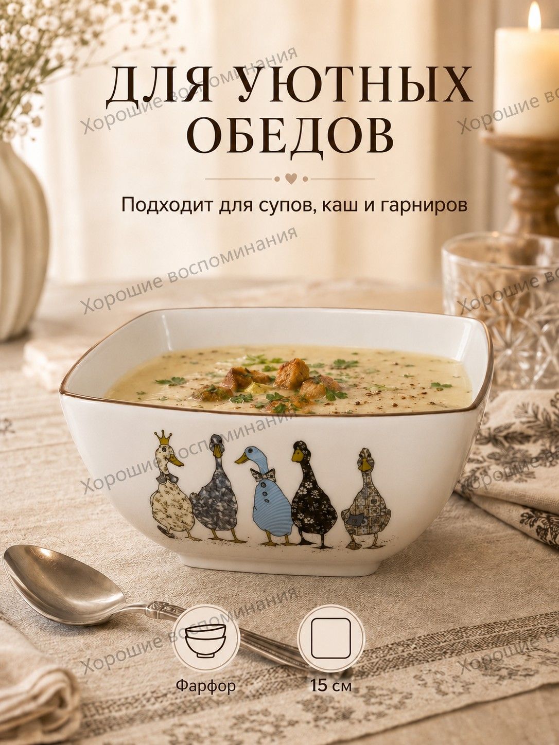 Тарелка десертная "Парижские коты" 15.3 см 1 шт белый