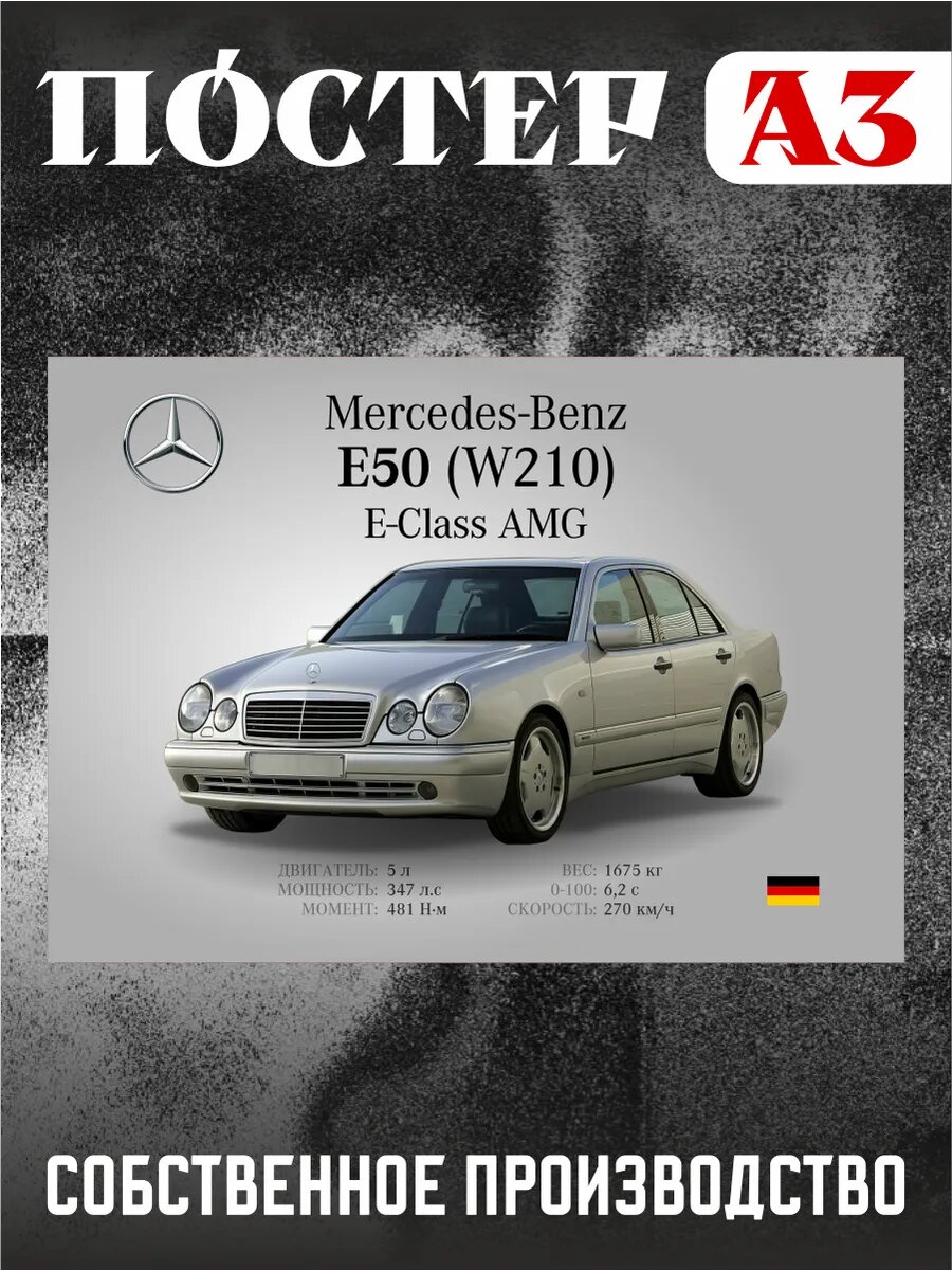 Постер на стену интерьерный А3 Mercedes E50 W210 AMG