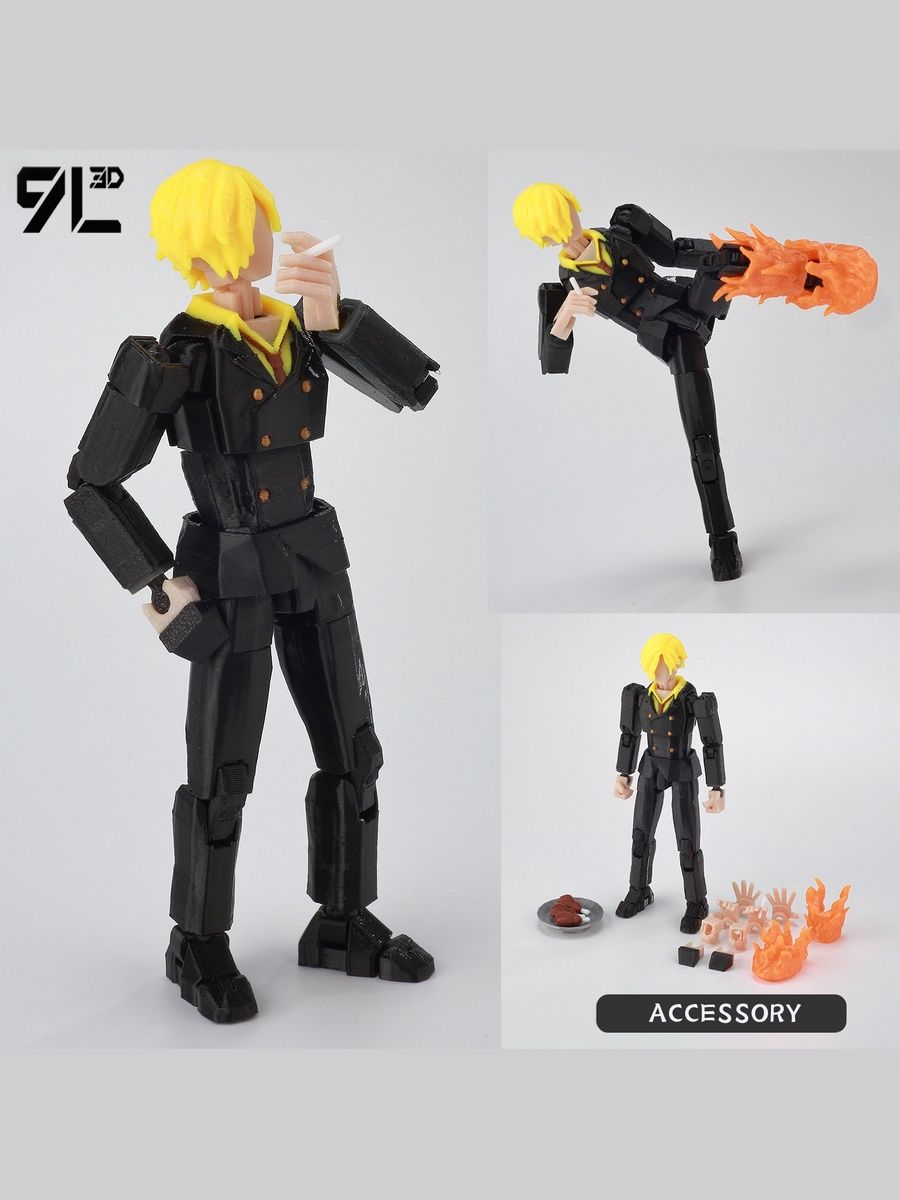 9L3D Фигурка Санджи (Sanji) One Piece, 3D-печатный подвижный манекен