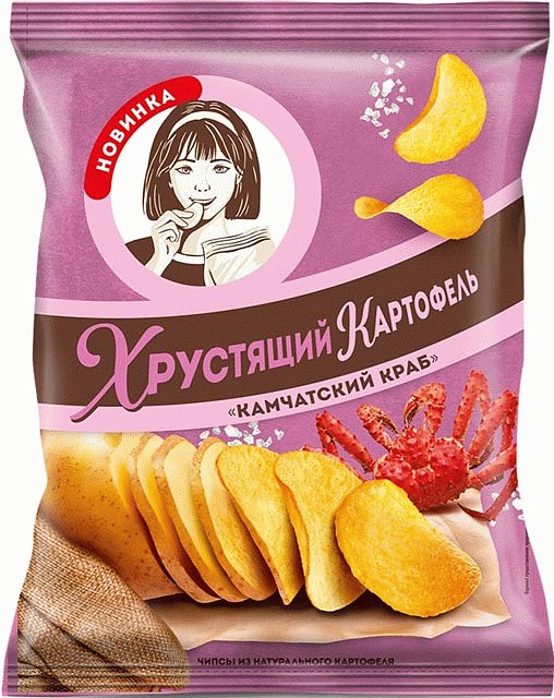 Упаковка из 9 пачек Чипсы "Хрустящий картофель" камчатский краб 160г