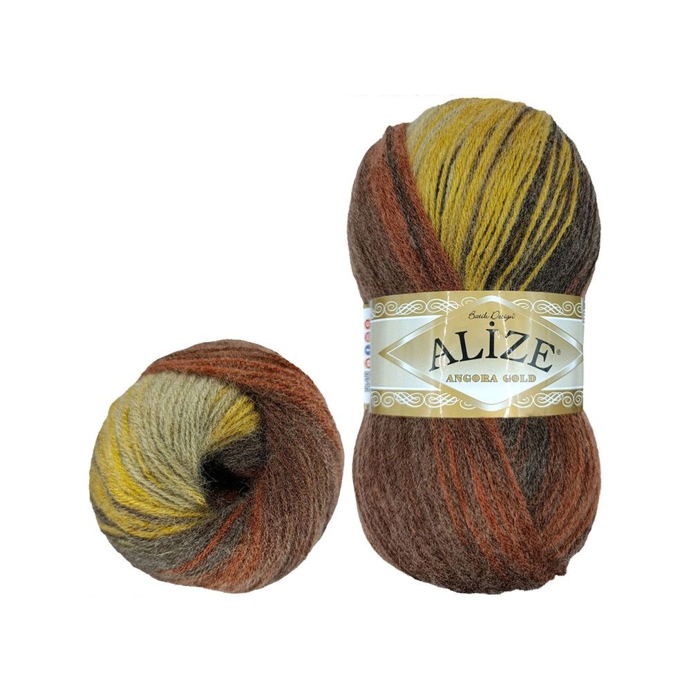 Пряжа для вязания Alize Angora gold batik 3379 коричневый 100 гр/550 м 20% шерсть, 80% акрил