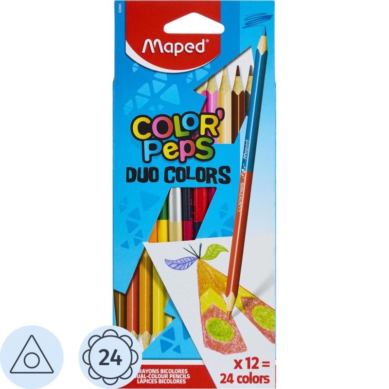 Карандаши цветные Maped COLOR'PEPS DUO COLORS двухст,3хгр, дерев,24цв,829600