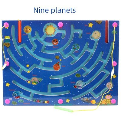 Темно-синий КЗМ лабиринт девять планет магнитная игра для детей 4-6 лет обучающая
