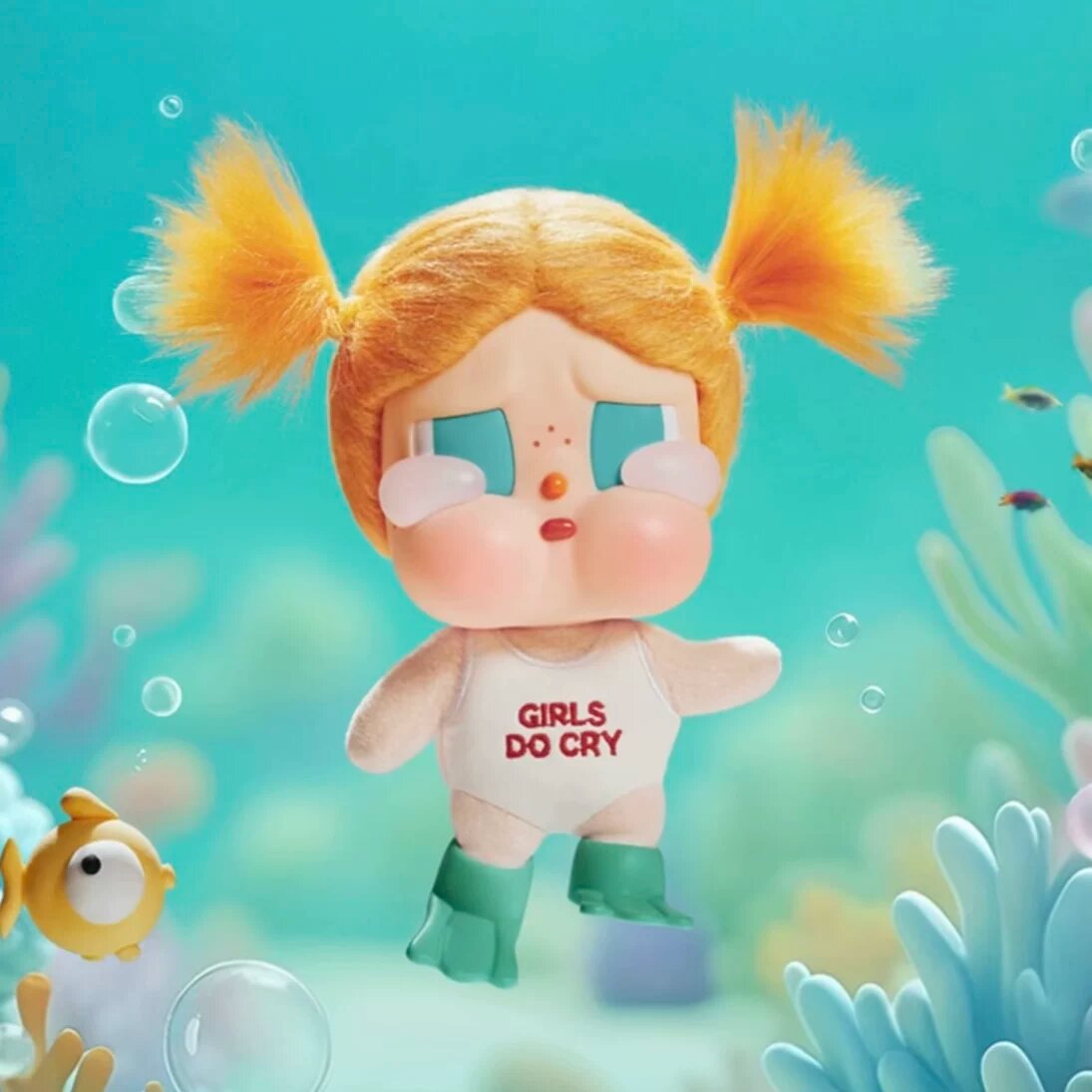 POPMART CRYBABY Vacation Mode On Сериальный Бульканье Плюшевая Подвеска, 1 Штука, Вес 80-100г