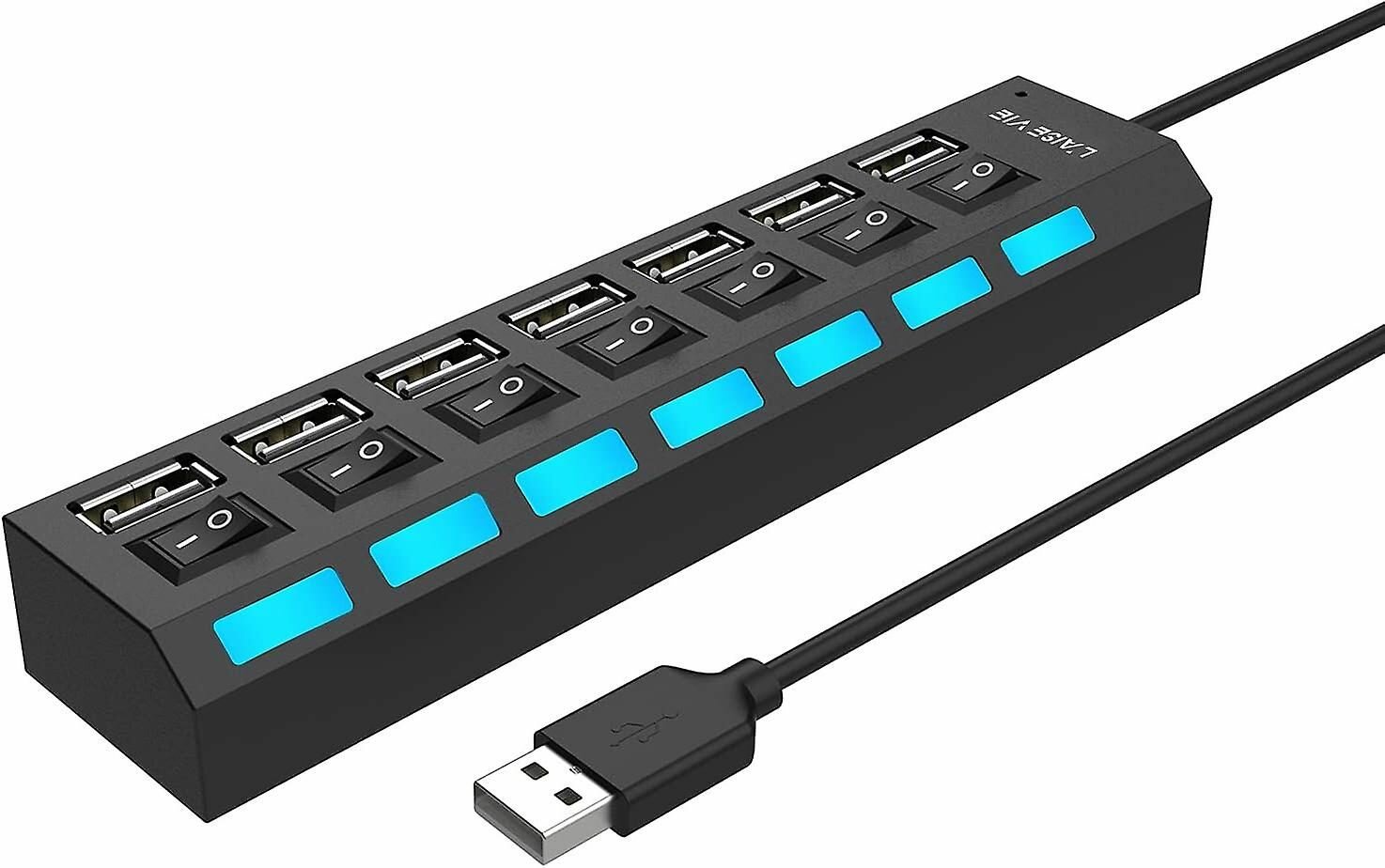 Многопортовый USB-разветвитель, 7-портовый USB 2.0 концентратор, USB-концентратор данных с независимыми портами.