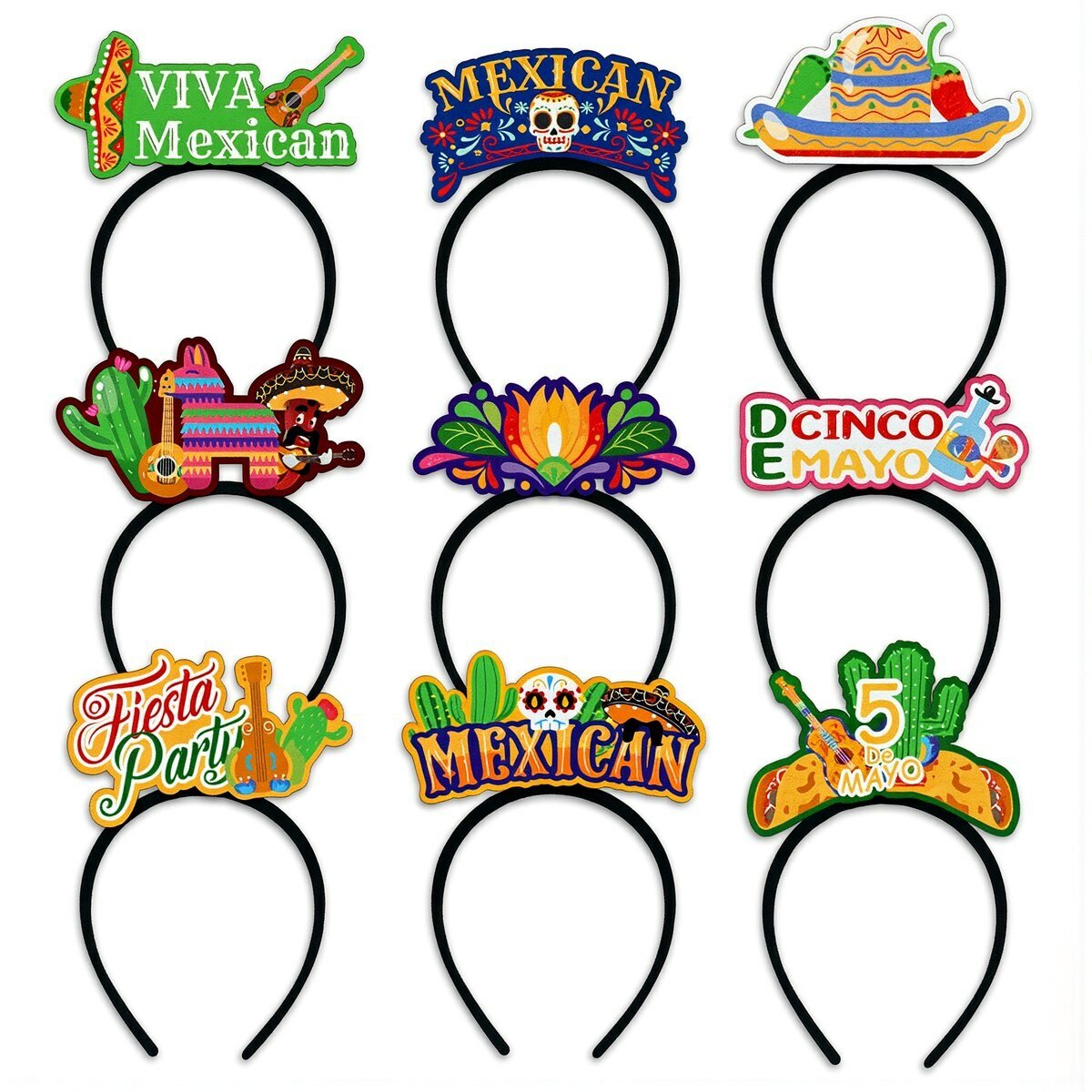 Ободок для волос мексиканский для праздника Синко де Майо набор из 6 штук аксессуар для вечеринки карнавала фотозоны