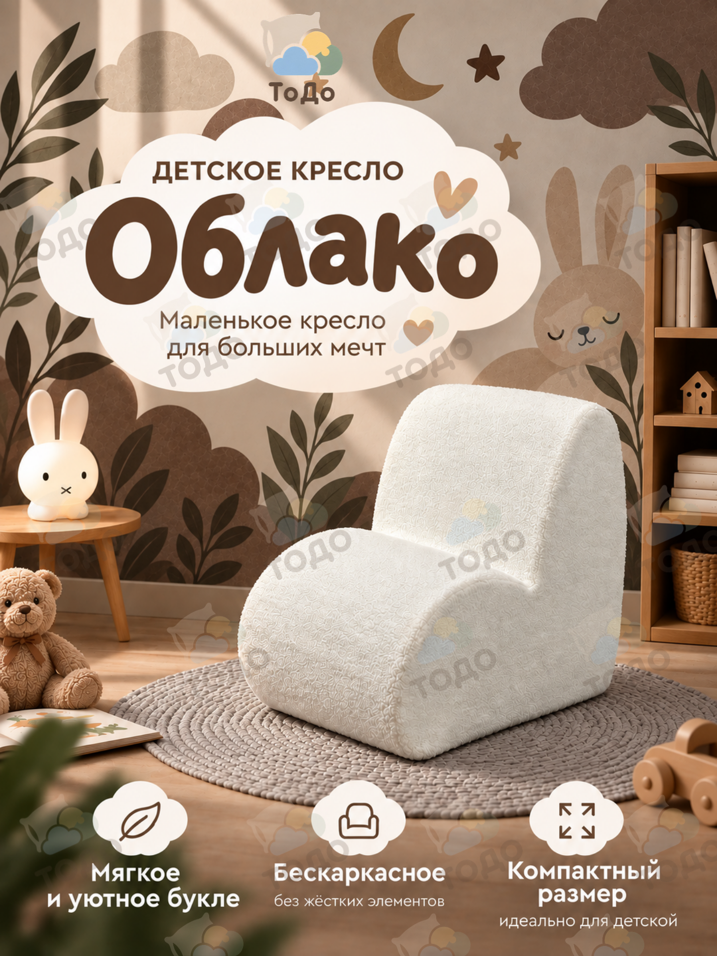 Кресло детское мягкое бескаркасное Облако