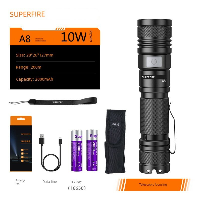 SupFire Shenhuo A8 небольшой яркий фонарик A8-S перезаряжаемый светодиодный дальний бытовой мини-ультра-яркий