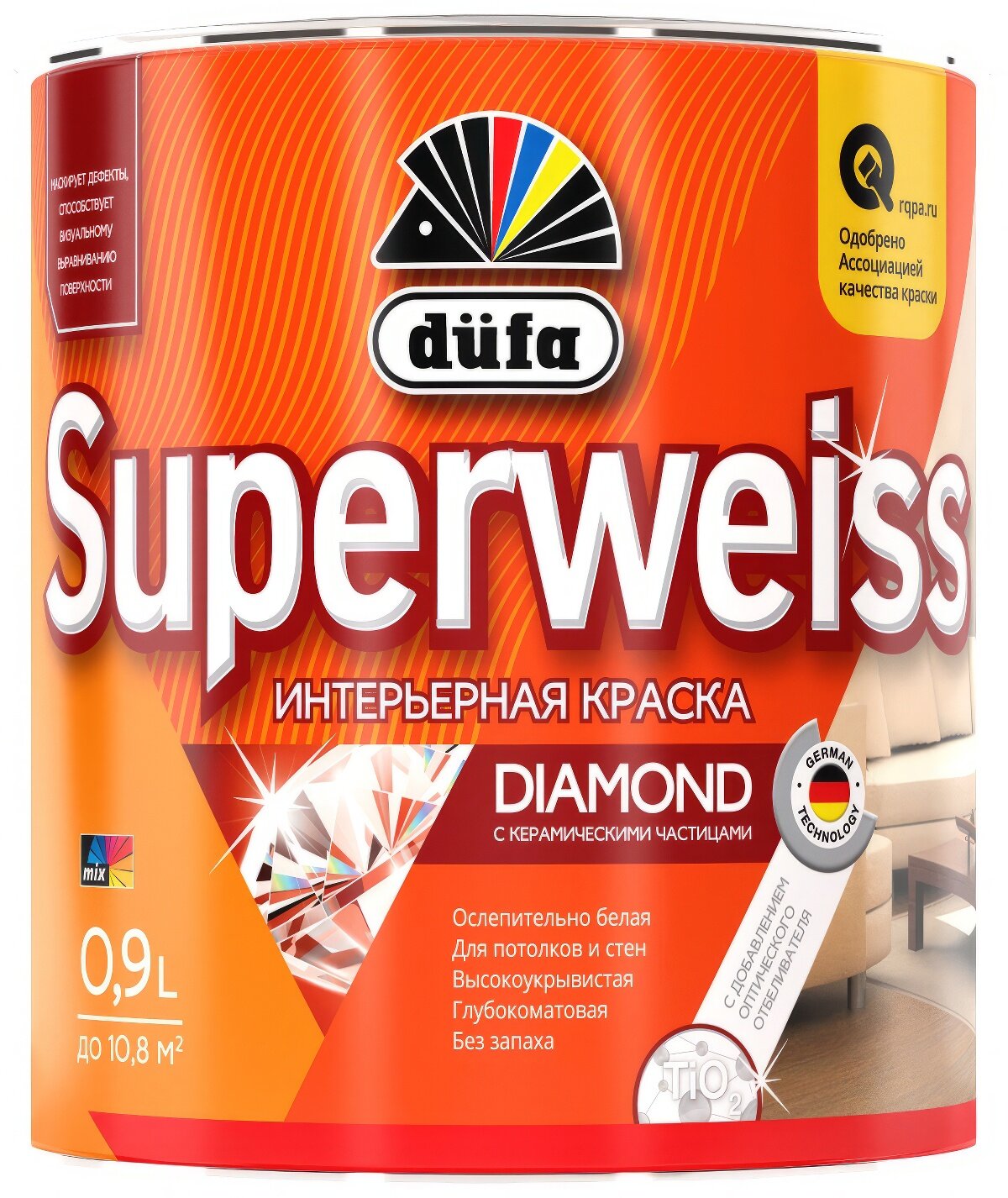 Краска DUFA SUPERWEISS RD4 интерьерная матовая белая 0,9л