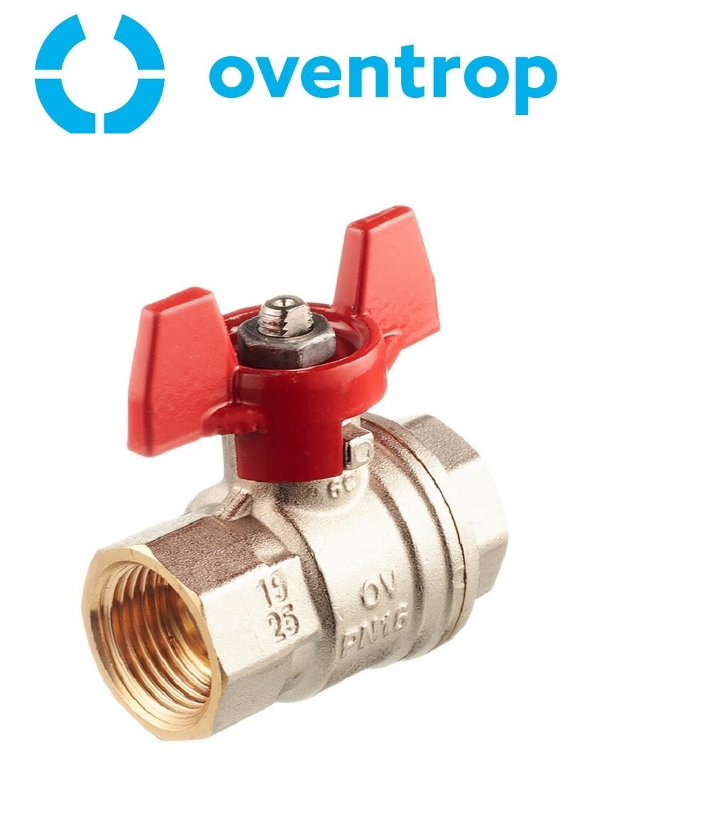 Кран шаровой Optibal DN-15, 1/2", ВВ, PN 16 бар, ручка-бабочка, никелированный арт. 1076104, Германия