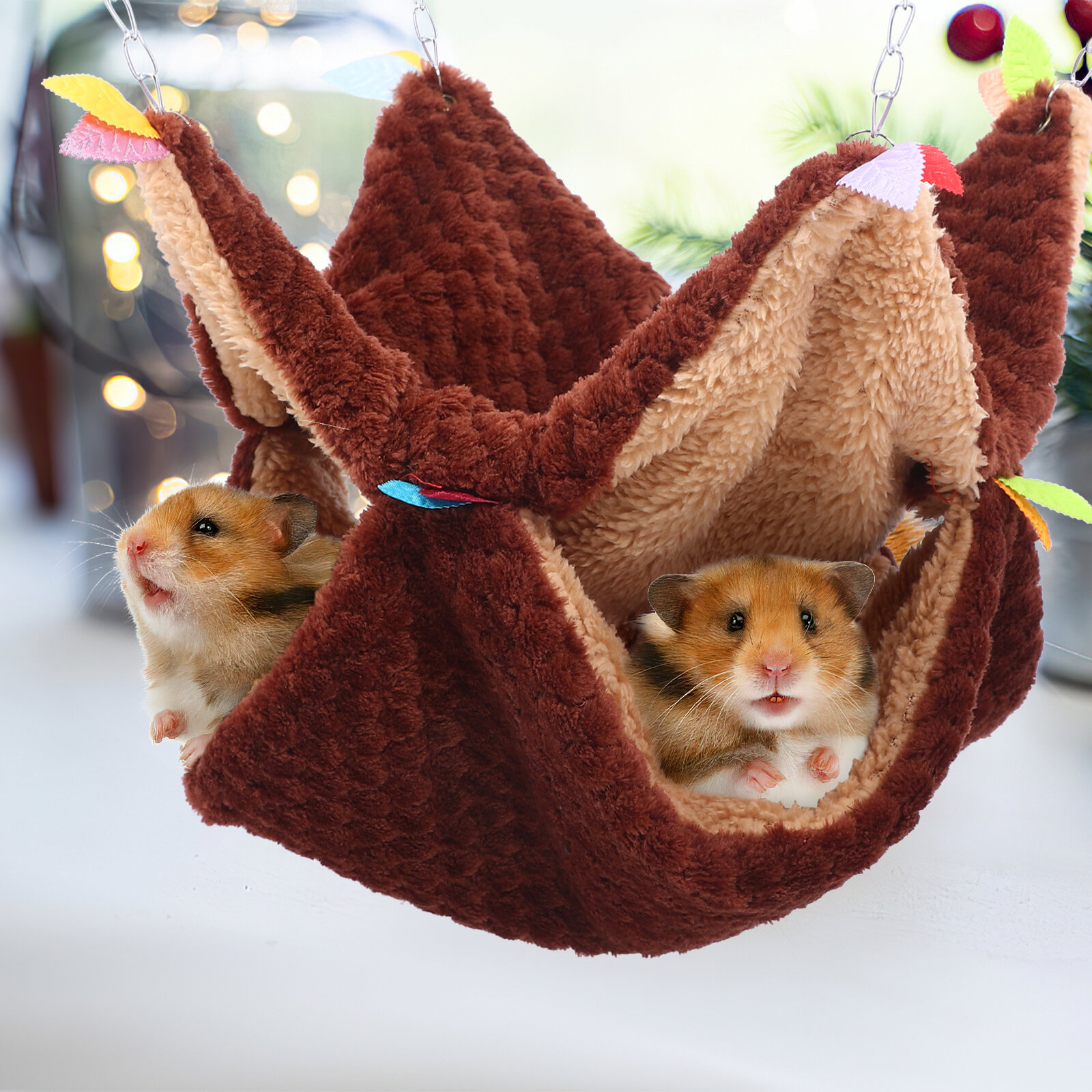 Уютное Спальное Место Для Хомяков, Кофейный, 34.00X34.00X15.00См, Из Флиса, Для Домашнего Использования