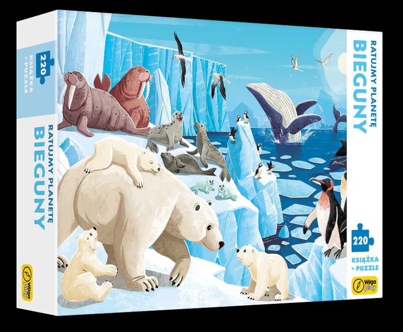 Пазл Wilga Play Спасём планету, Полюса, книга и пазл, 220 элементов, 70 x 44 см