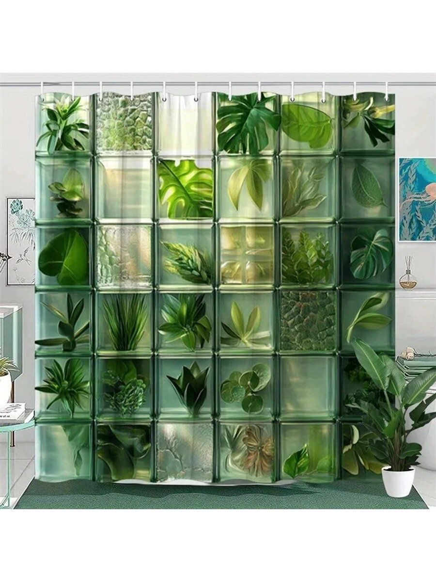 Штора для ванной 180x240 см тканевая абстракция малиновый, Ширина, см 240