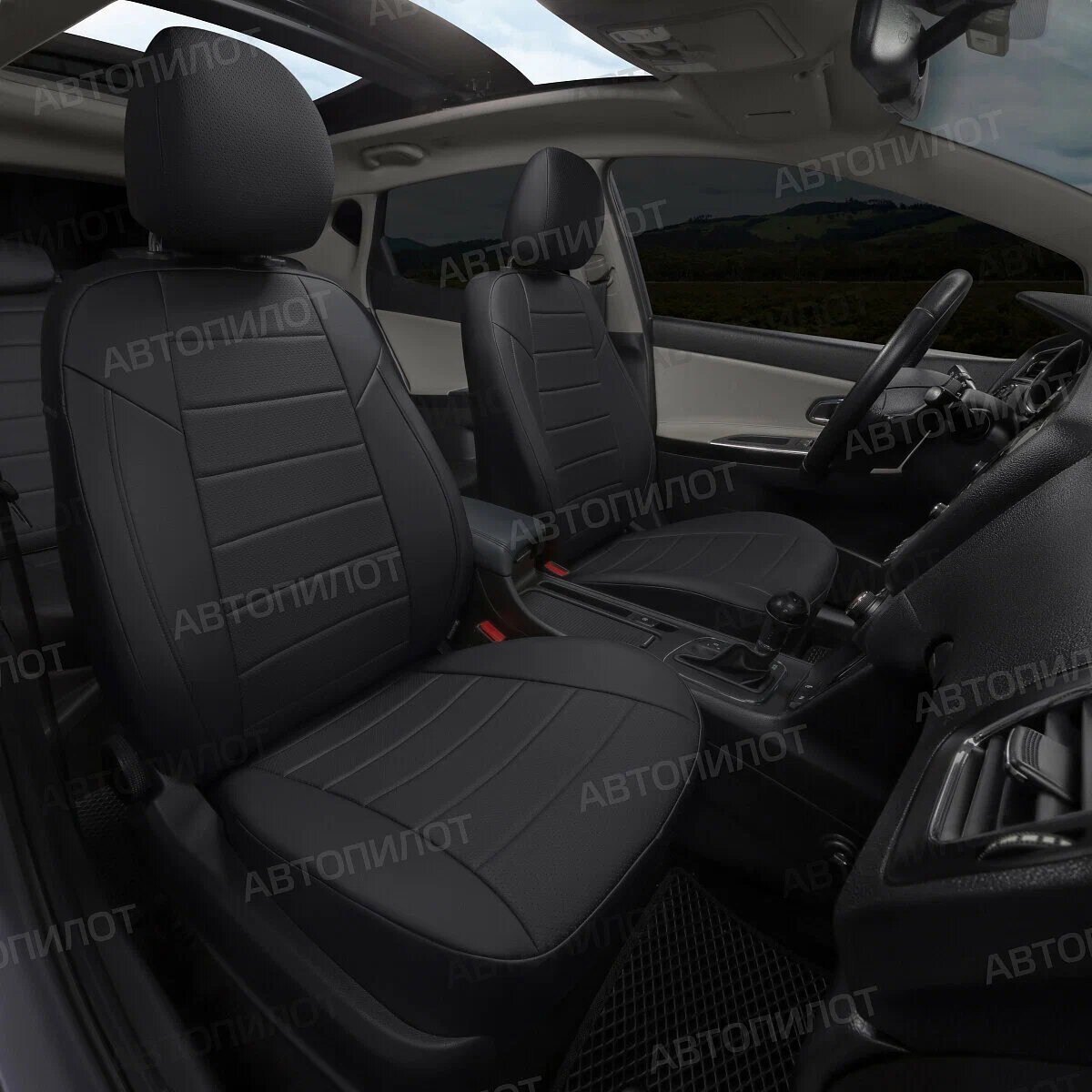 Чехлы Автопилот для Volkswagen Jetta VI c 11-18г. Экокожа, черный, черный.