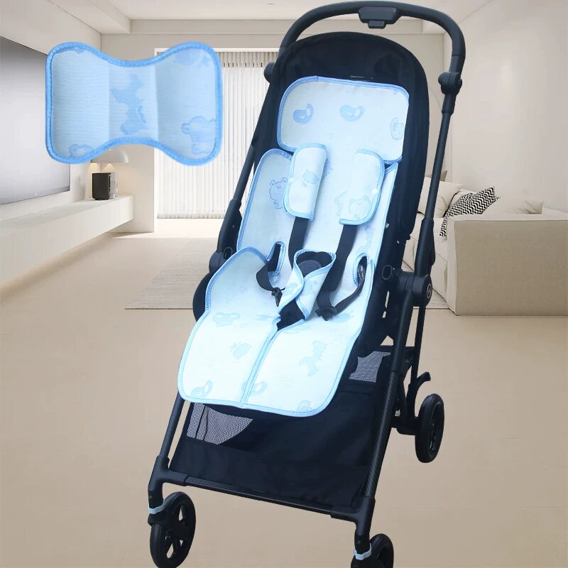 Детская колясочная охлаждающая подстилка для Cybex Mios 4 поколение, голубая с принтом, легкая летняя модель