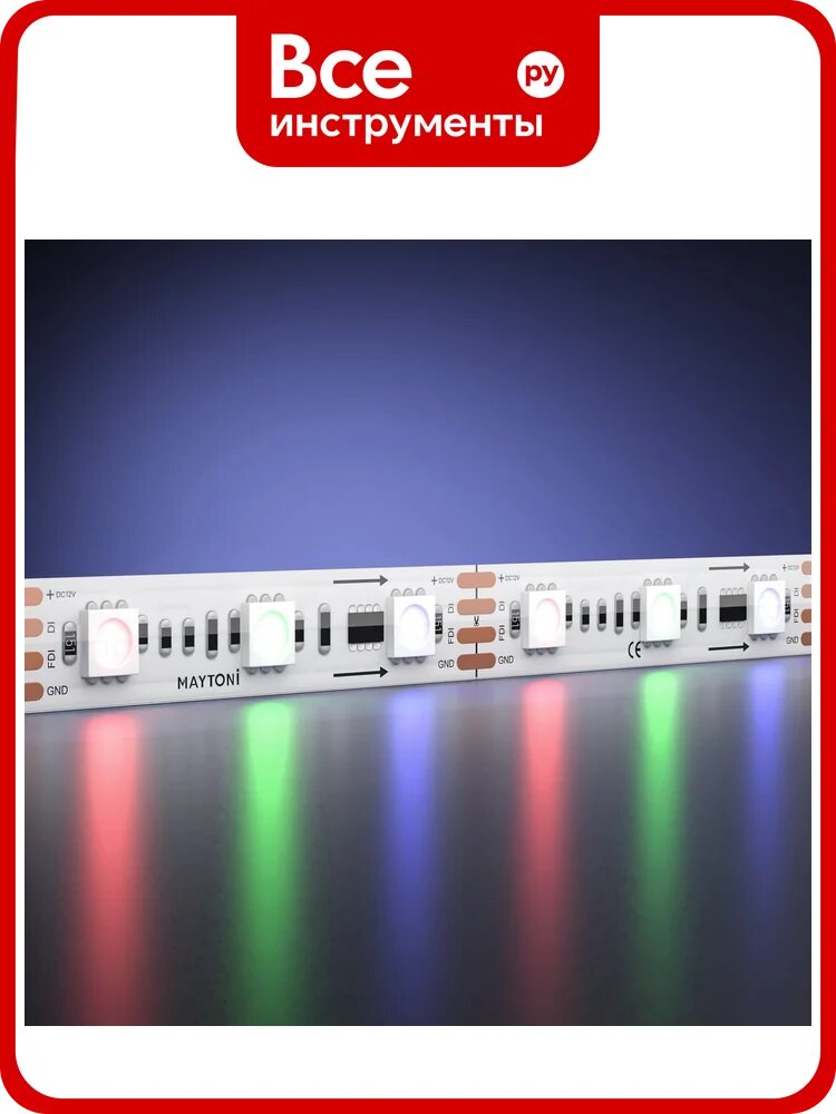 Светодиодная лента Maytoni 12В 5050 14,4Вт/м RGB 5м IP 67 201244