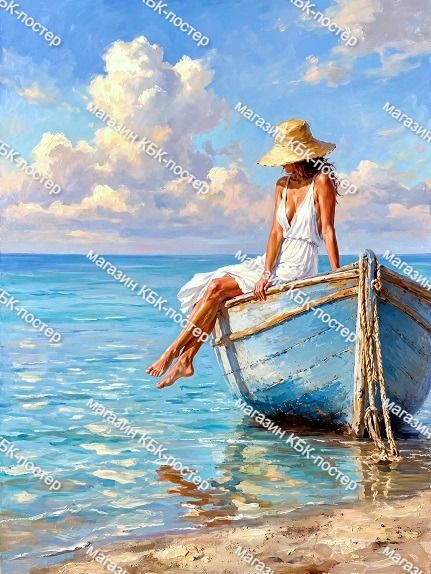 "Девушка и море". 30х21 см. Картина А4_004.