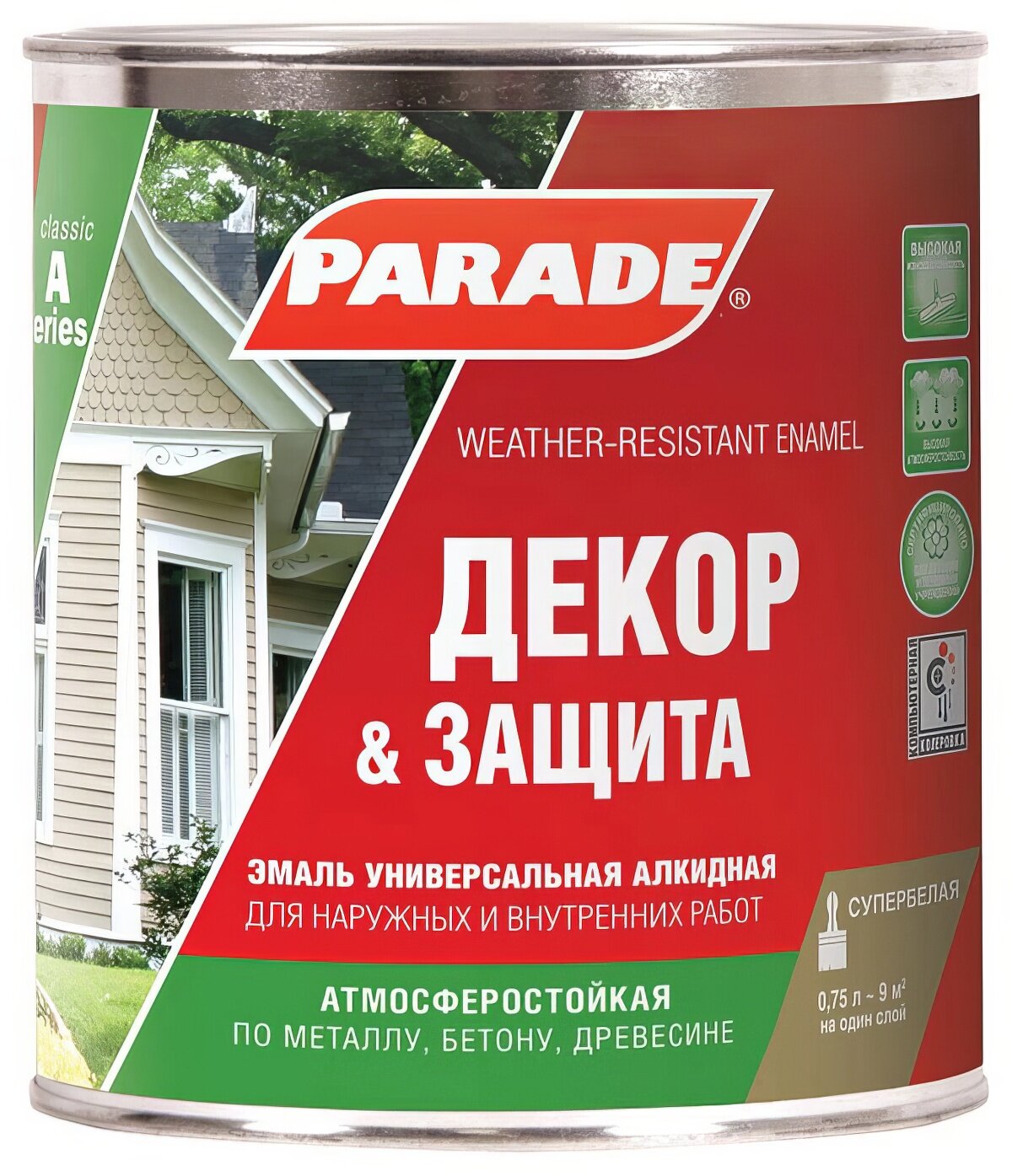 Эмаль алкидная Parade Декор и защита база С полуматовая 0,75 л
