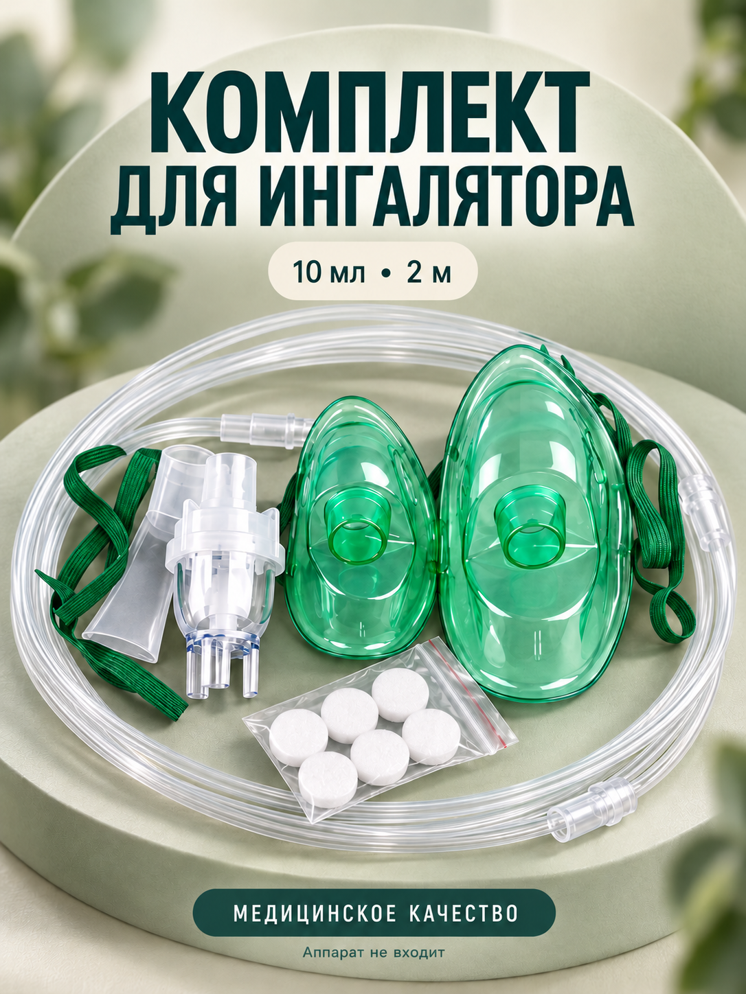 Набор комплектующих аксессуаров для ингалятора небулайзера AND, AMNB, B.Well, Omron, LD маска взрослая, распылительная камера. трубка воздушная , филь